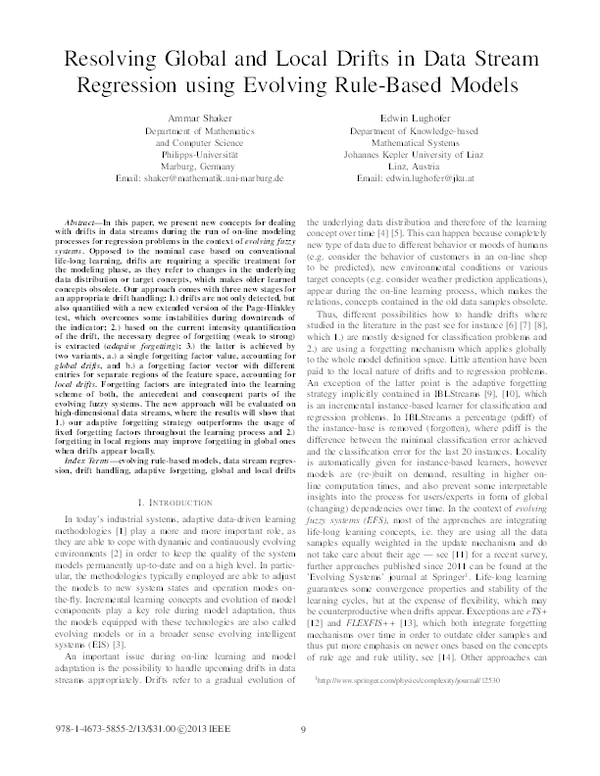 (PDF) Resolving global and local drifts in data stream regression using evolving rule-based models