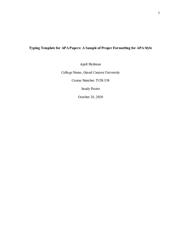 Doc Typing Template For Apa Papers A Sample Of Proper Formatting For