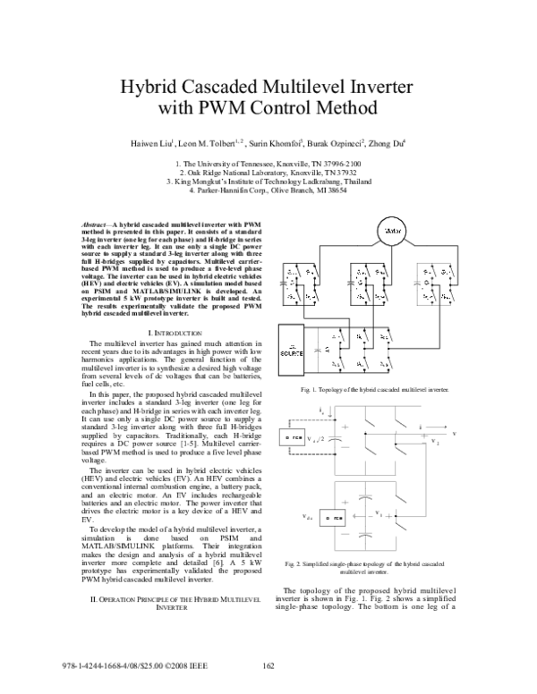 Pdf Hybrid Cascaded Multilevel Inverter With Pwm Control Method