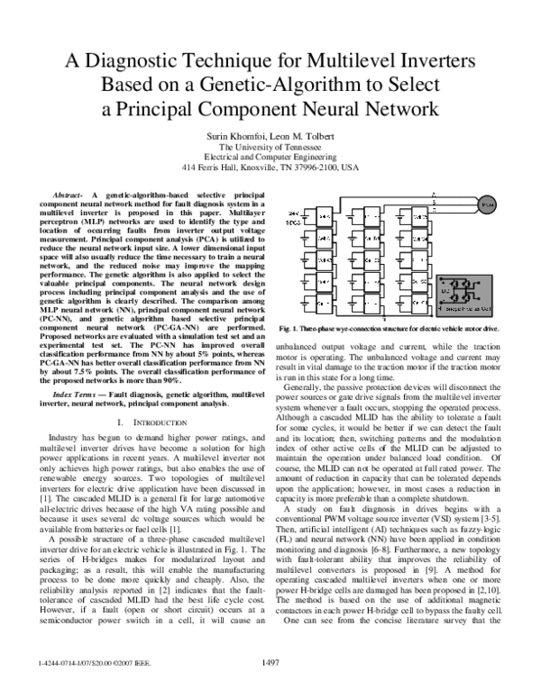Pdf A Diagnostic Technique For Multilevel Inverters Based On A Genetic Algorithm To Select A