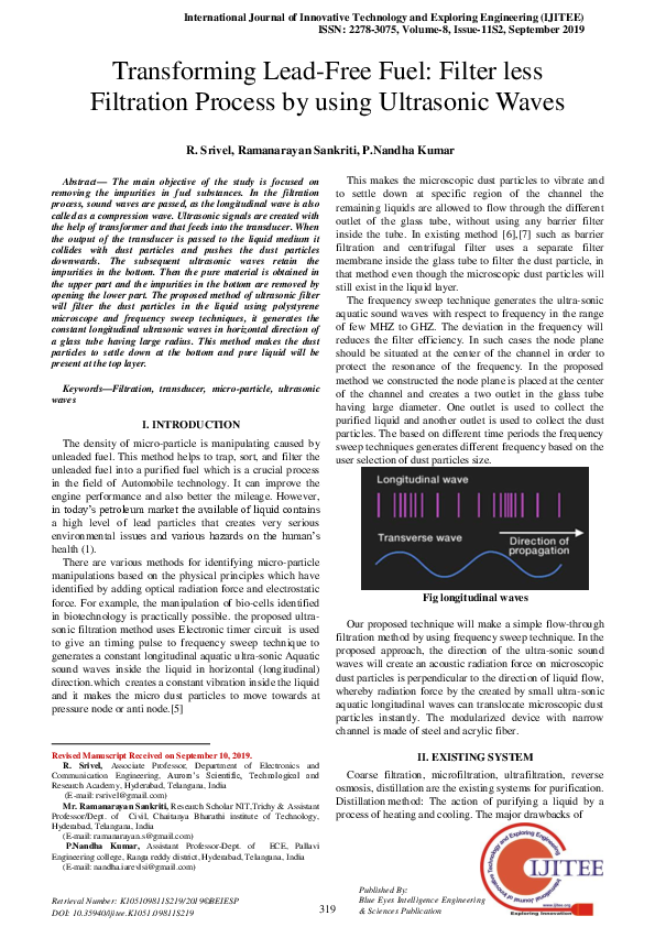 (PDF) Transforming Lead Free Fuel Filterless Filtration Process by ...