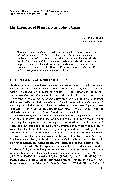 (PDF) Languages of Manchuria in today's China