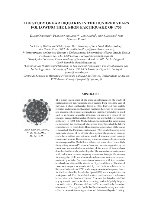 (PDF) The Study of Earthquakes in the Hundred Years Following the ...