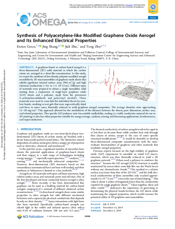 (PDF) Synthesis of Polyacetylene-like Modified Graphene Oxide Aerogel ...