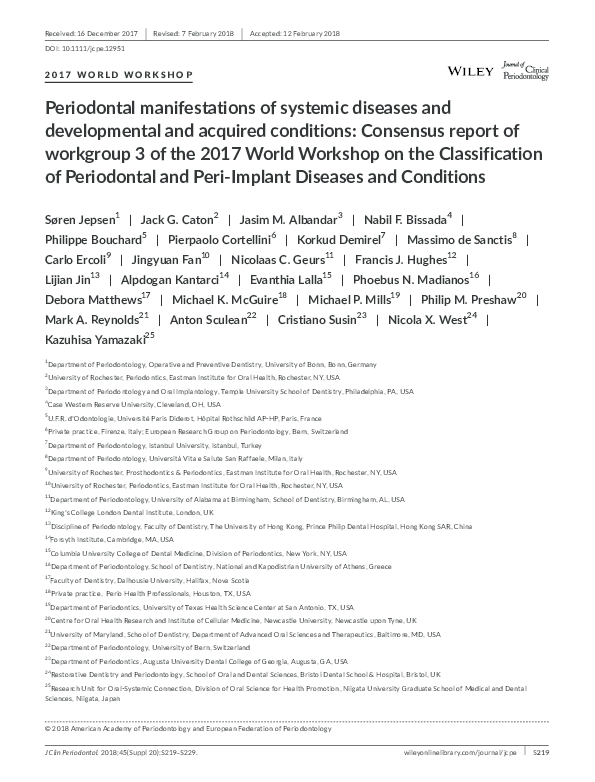 (PDF) Periodontal manifestations of systemic diseases and developmental ...