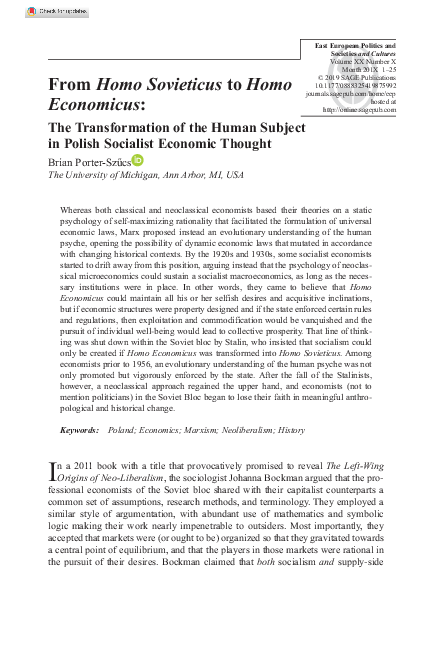 (PDF) “From Homo Sovieticus to Homo Economicus: The Transformation of ...