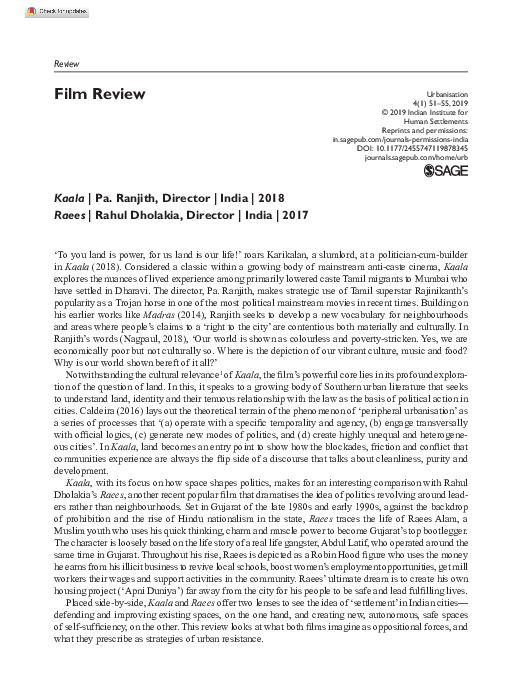 (PDF) Urban Resistance in Kaala and Raees Films