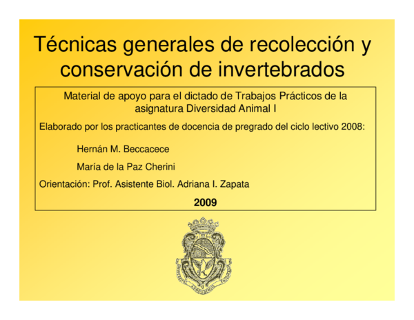 (PDF) Técnicas generales de recolección y conservación de invertebrados
