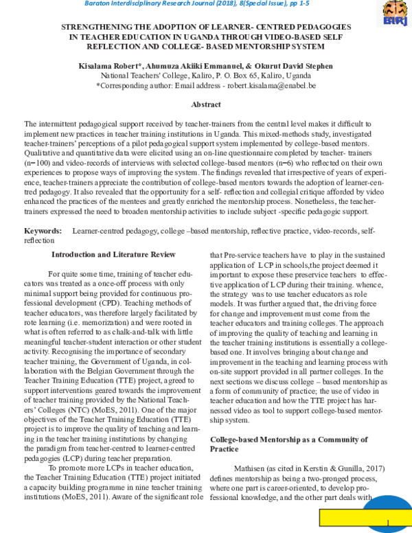 (PDF) STRENGTHENING THE ADOPTION OF LEARNER-CENTRED PEDAGOGIES IN ...