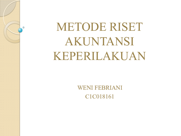 (PPT) METODE RISET AKUNTANSI KEPERILAKUAN