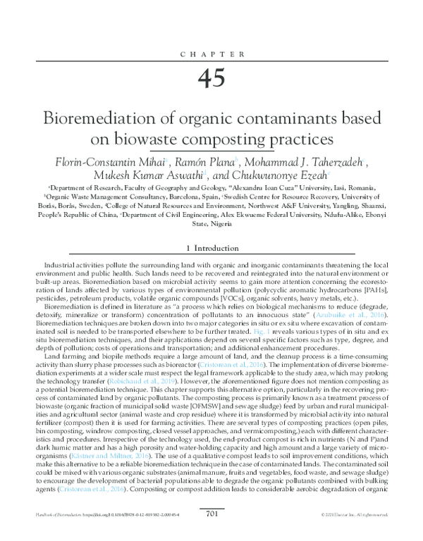 (PDF) Bioremediation of organic contaminants based on biowaste ...