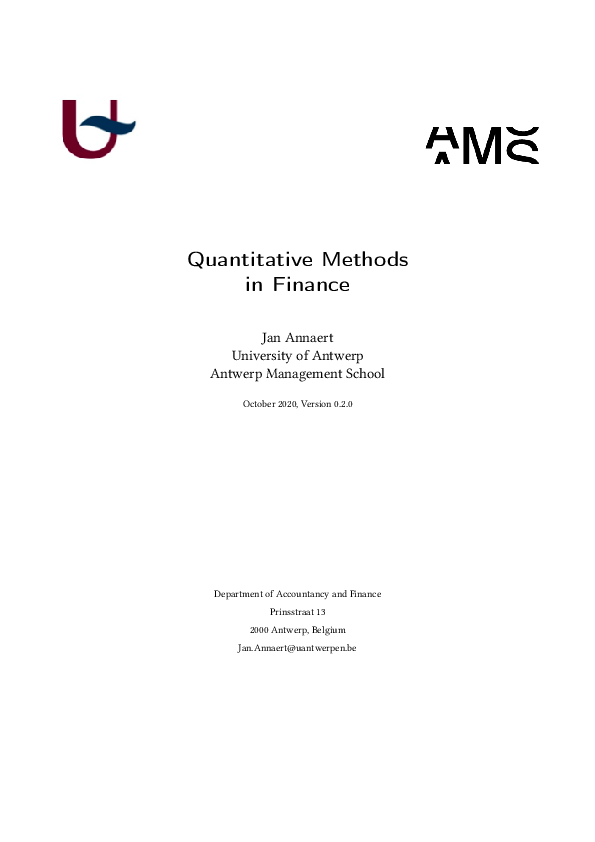 (PDF) Quantitative Methods in Finance