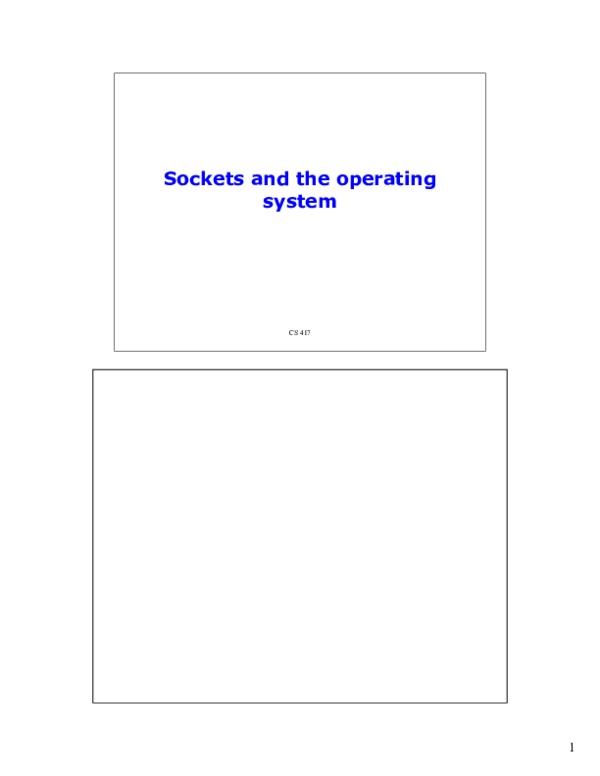 (PDF) Sockets and the operating system