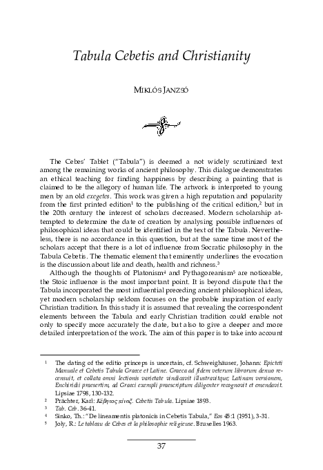 (PDF) Tabula Cebetis and Christianity