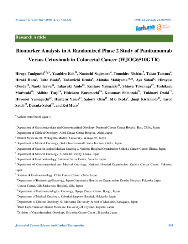 (PDF) Biomarker Analysis in A Randomized Phase 2 Study of Panitumumab Versus Cetuximab in ...