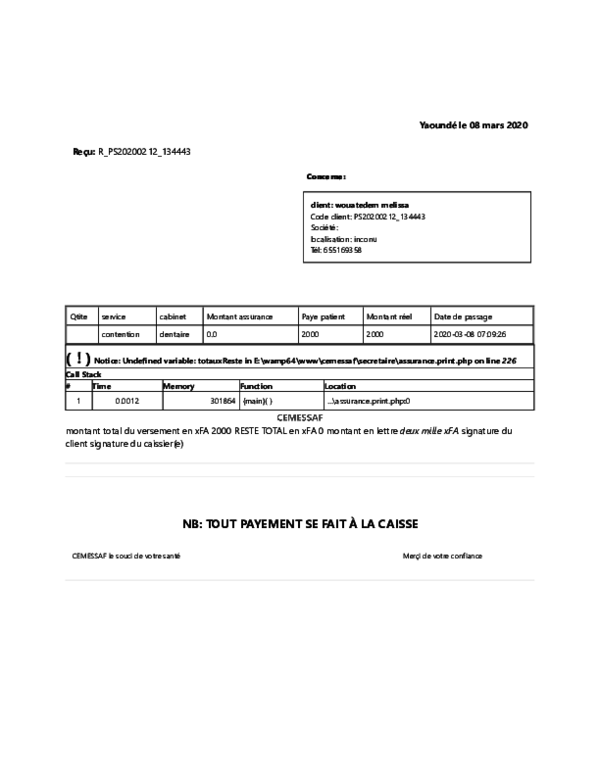 (PDF) Example de reçu | Argand Tsabimmo - Academia.edu