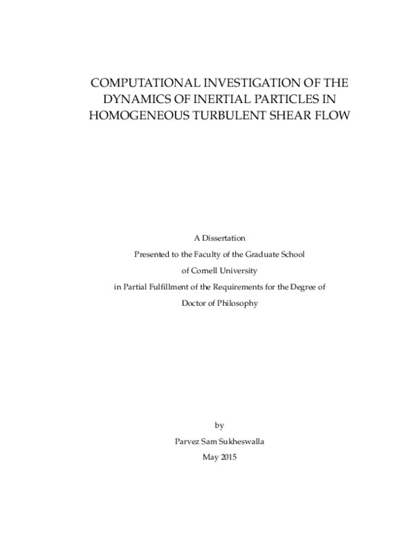 (PDF) COMPUTATIONAL INVESTIGATION OF THE DYNAMICS OF INERTIAL PARTICLES IN HOMOGENEOUS TURBULENT ...