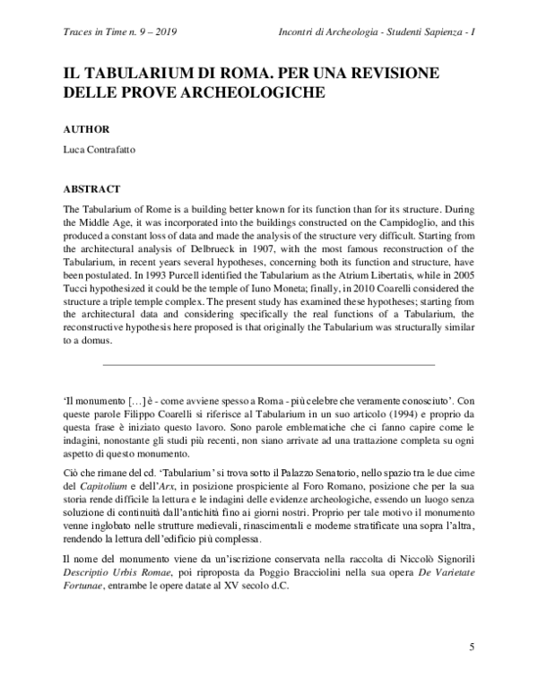 (PDF) IL TABULARIUM DI ROMA. PER UNA REVISIONE DELLE PROVE ...
