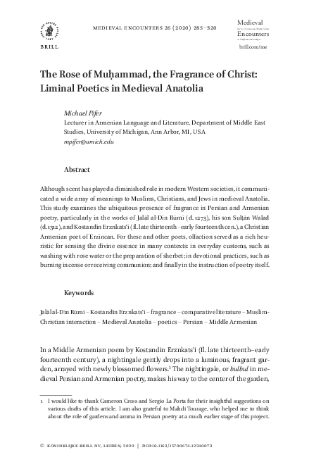 (PDF) The Rose of Muḥammad, the Fragrance of Christ: Liminal Poetics in ...