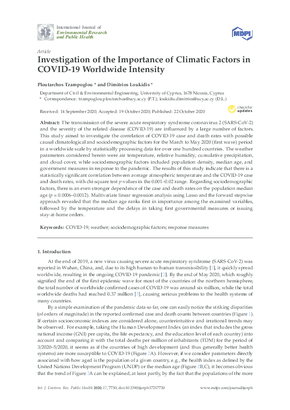 (PDF) Investigation of the Importance of Climatic Factors in COVID-19 ...