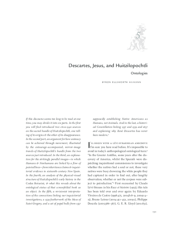 (PDF) Descartes, Jesus, and Huitzilopochtli: Ontologies