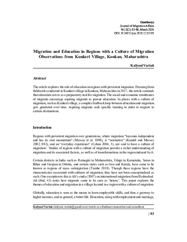 (PDF) Migration and Education in Regions with a Culture of Migration ...