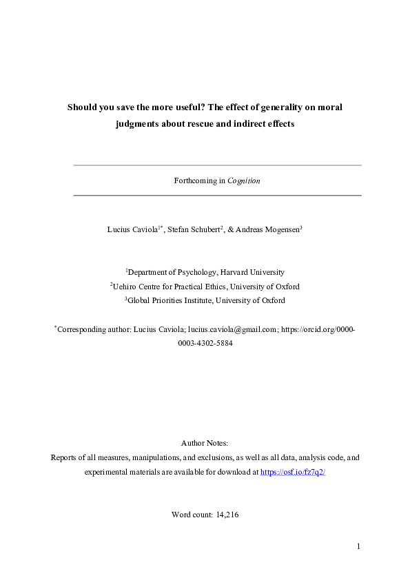 (PDF) Rescue Decisions: The Generality Effect