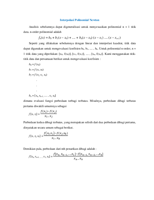 (PDF) Interpolasi Polinomial Newton