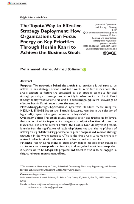 (PDF) The Toyota Way to Effective Strategy Deployment: How ...