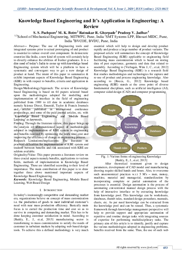 (PDF) Knowledge Based Engineering and It's Application in Engineering: A Review