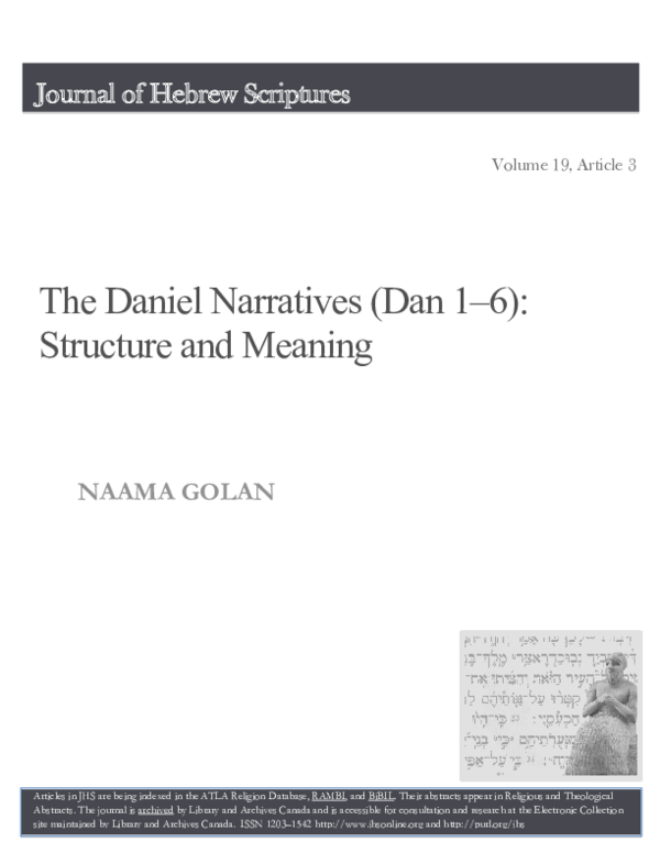 (PDF) The Daniel Narratives (Dan 1-6): Structure and Meaning