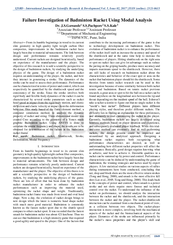 (PDF) Failure Investigation of Badminton Racket Using Modal Analysis