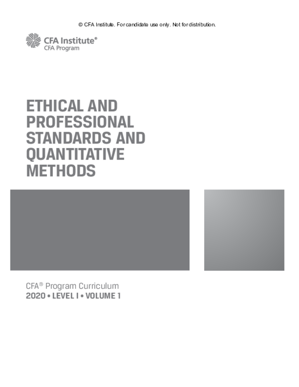 (PDF) ETHICAL AND PROFESSIONAL STANDARDS AND QUANTITATIVE METHODS CFA ...