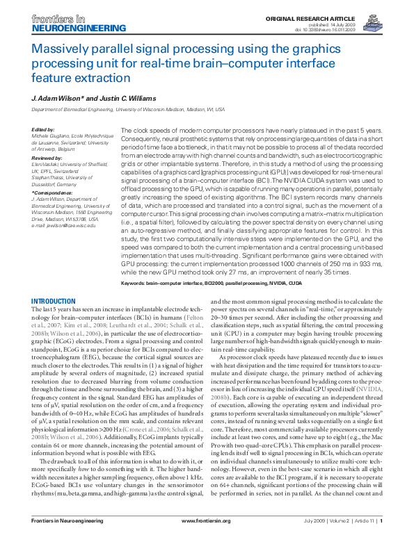 (PDF) Massively Parallel Signal Processing Using the Graphics Processing Unit for Real-Time ...