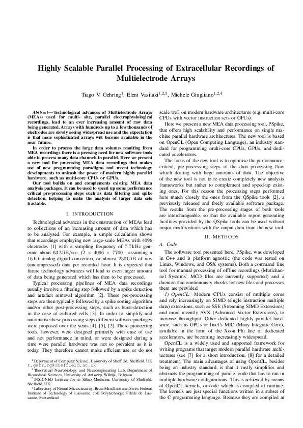 (PDF) Highly scalable parallel processing of extracellular recordings ...