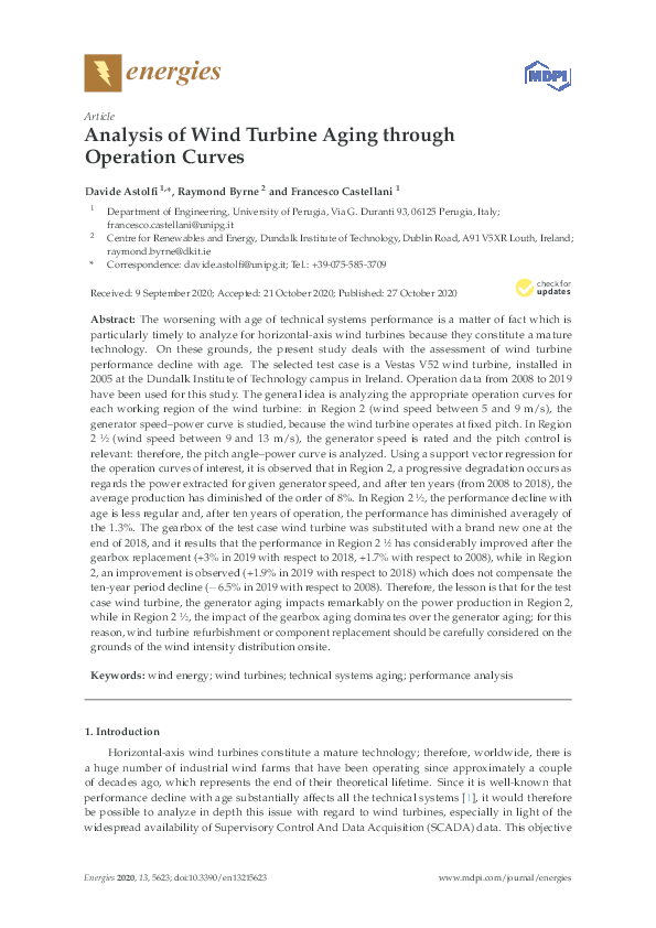 (PDF) Analysis of Wind Turbine Aging through Operation Curves