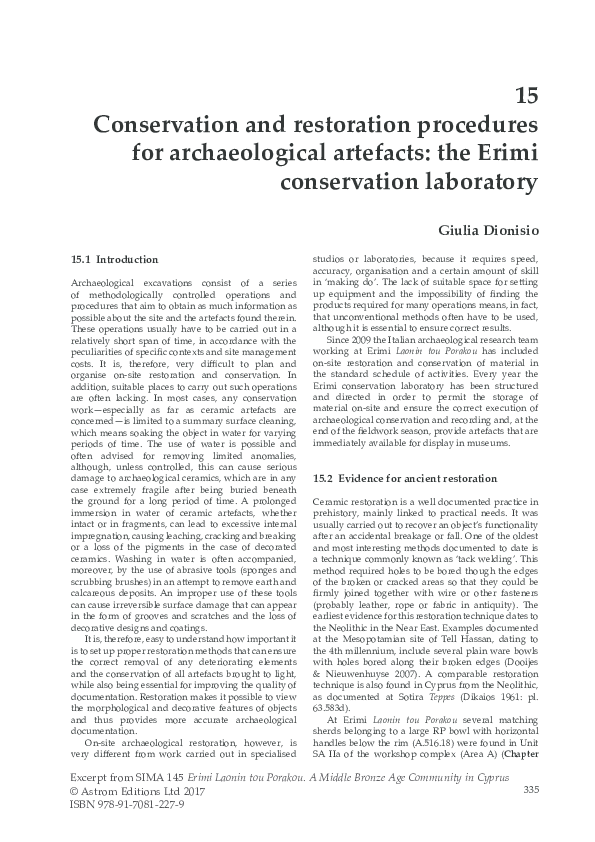 (PDF) Conservation and restoration procedures for archaeological ...