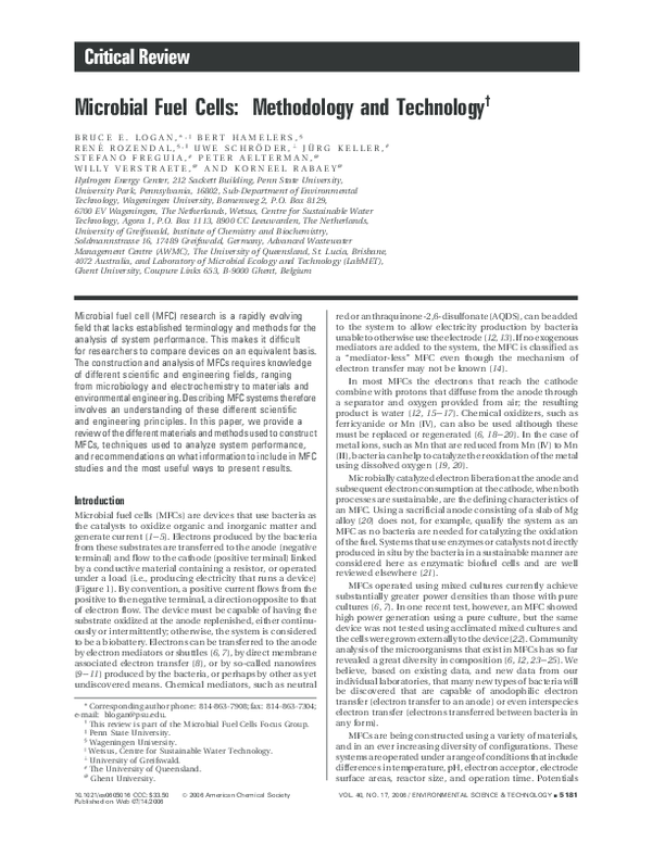 (PDF) Microbial Fuel Cells: Methodology and Technology | Bert Hamelers - Academia.edu