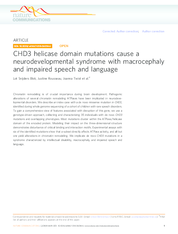 (PDF) CHD3 helicase domain mutations cause a neurodevelopmental ...