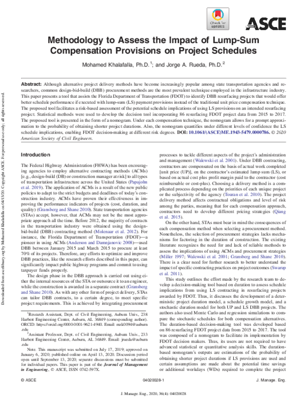 (PDF) Methodology to Assess the Impact of Lump-Sum Compensation ...