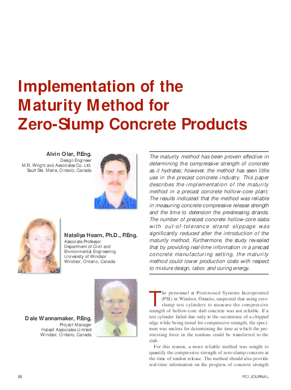 (PDF) Implementation of the Maturity Method for Zero-Slump Concrete ...