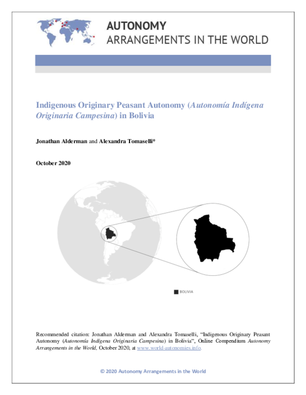 (PDF) Indigenous Originary Peasant Autonomy (Autonomía Indígena ...