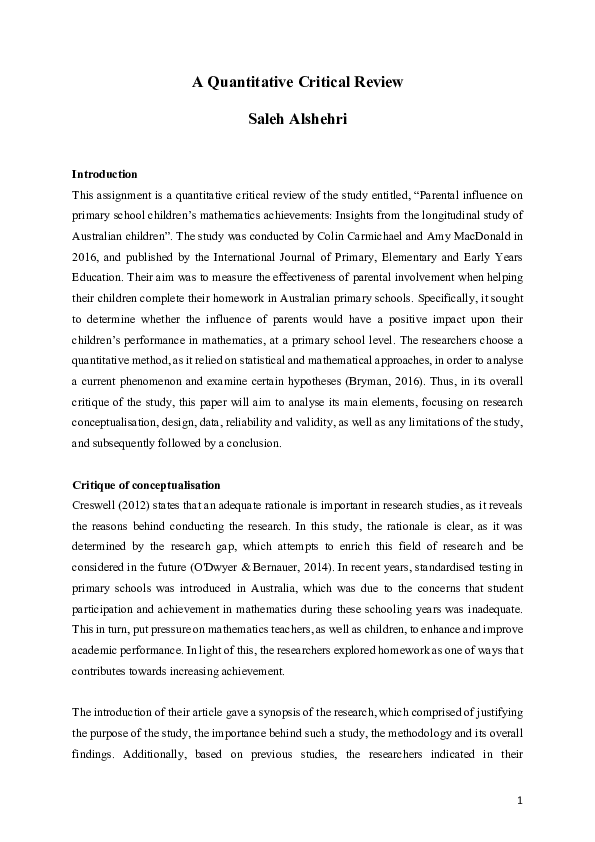 (PDF) A Quantitative Critical Review