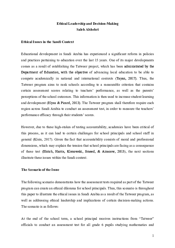 (PDF) Ethical Leadership and Decision-Making