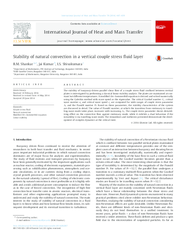 (PDF) Stability of natural convection in a vertical couple stress fluid layer