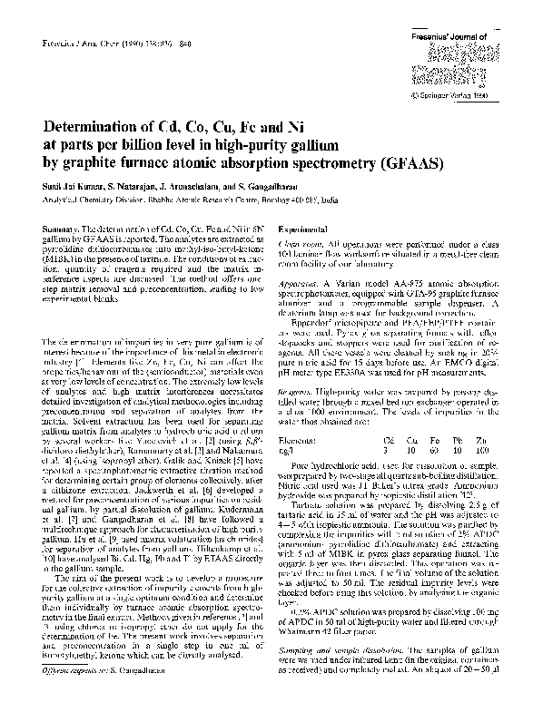 (PDF) Determination of Cd, Co, Cu, Fe and Ni at parts per billion level ...