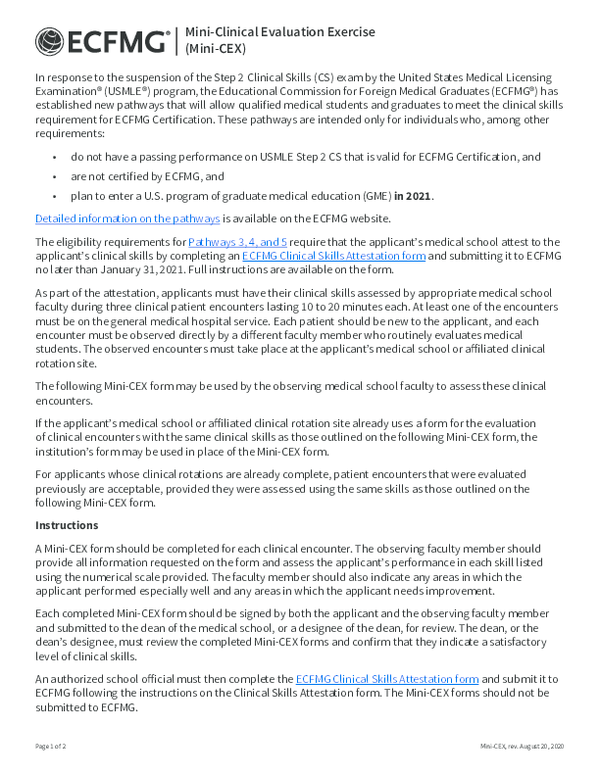 (PDF) Mini-Clinical Evaluation Exercise (Mini-CEX