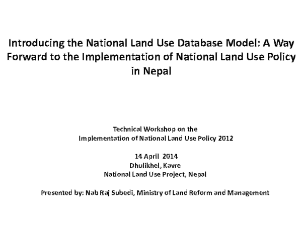 (PDF) Introducing the National Land Use Database Model: A Way Forward ...