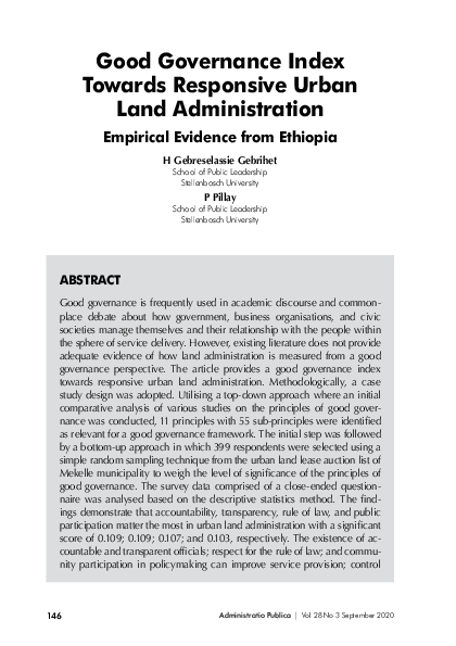 (PDF) Good Governance Index Towards Responsive Urban Land ...
