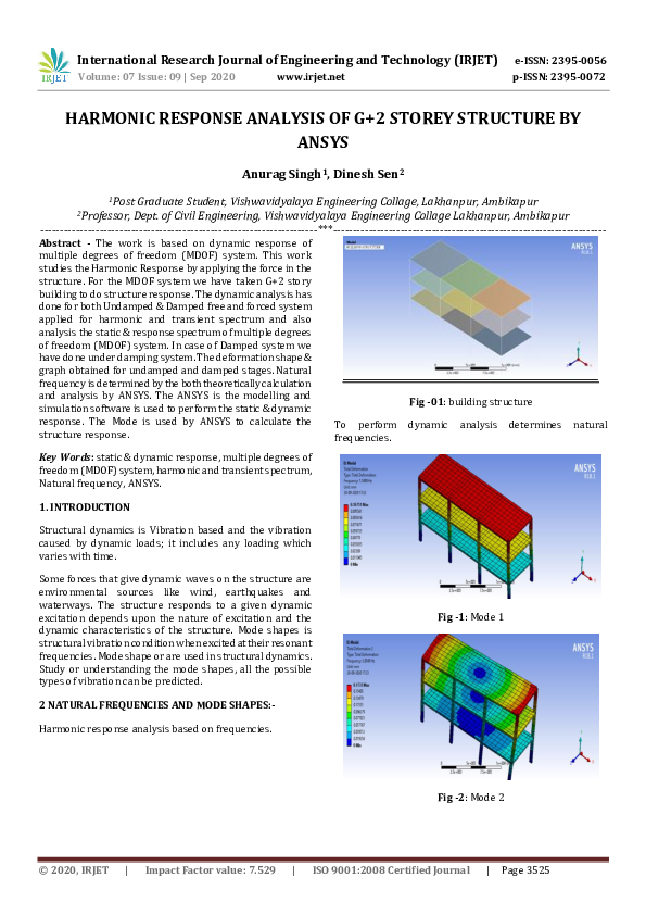 (PDF) IRJET- HARMONIC RESPONSE ANALYSIS OF G+2 STOREY STRUCTURE BY ANSYS